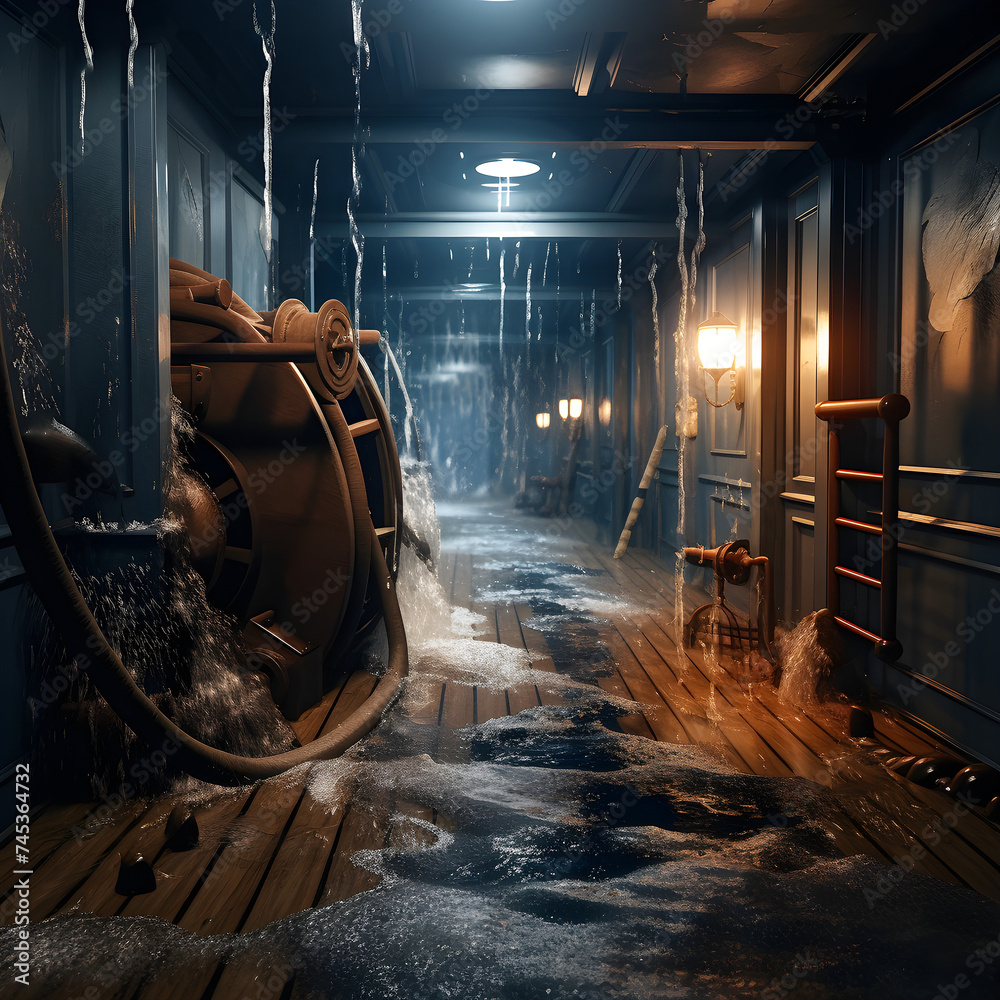 Inside the Broken Titanic Ship, sinking ship, Sinking Titanic Stock ...