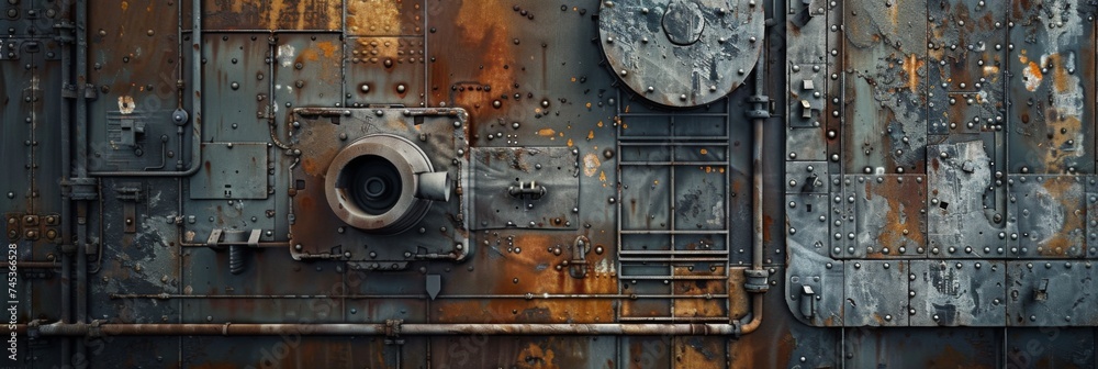 Aged Military Armor Panel - Detailed view of a vintage armored vehicle ...