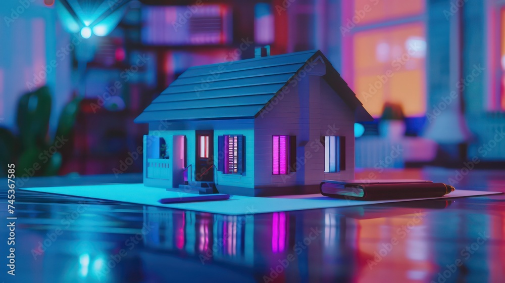 Architectural Studio. Making layouts. House in the multi-colored ...