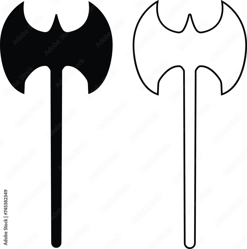 Axe icons set. Outline axe tool flat or line icon collection isolated ...