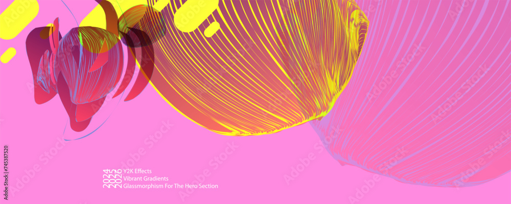 Pink Bright color neon design on a Glassmorphism background template in ...