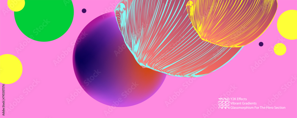 Pink Bright color neon design on a Glassmorphism background template in ...