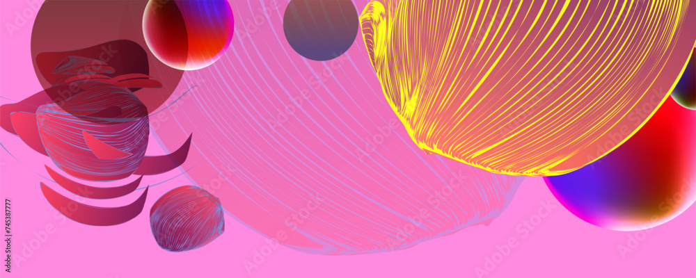 Pink Bright color neon design on a Glassmorphism background template in ...