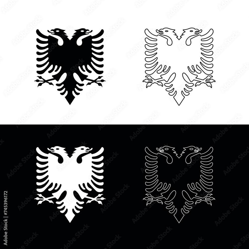 Eagle illustration. Albanian coat of arms, double-headed eagle. State ...