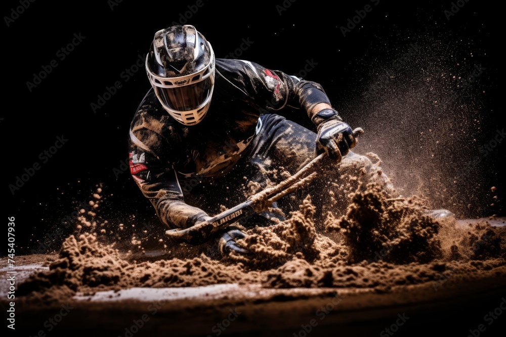 Hockey player. Capture the dynamic motion of a hockey game sliding ...