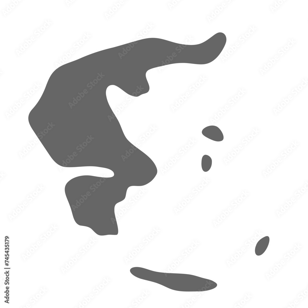 Greece country simplified map. Grey stylish smooth map. Vector icons ...