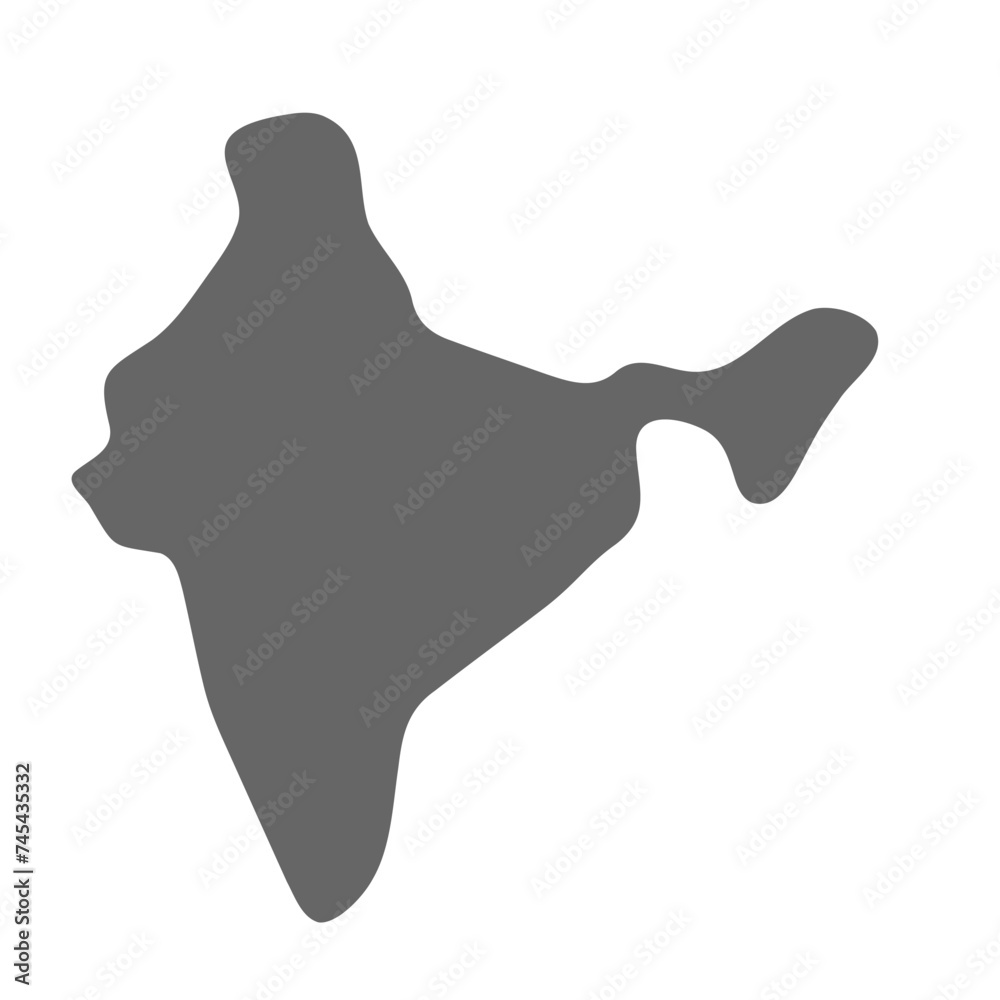 India country simplified map. Grey stylish smooth map. Vector icons ...