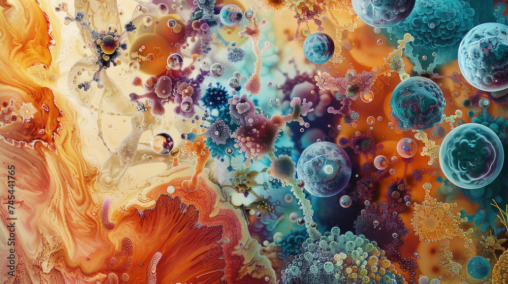 Microscopic view of cell, abstract background of microbiology, micro ...