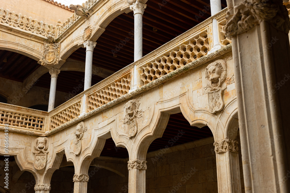 Fusion of medieval, Mudejar and Renaissance architecture in inner court ...