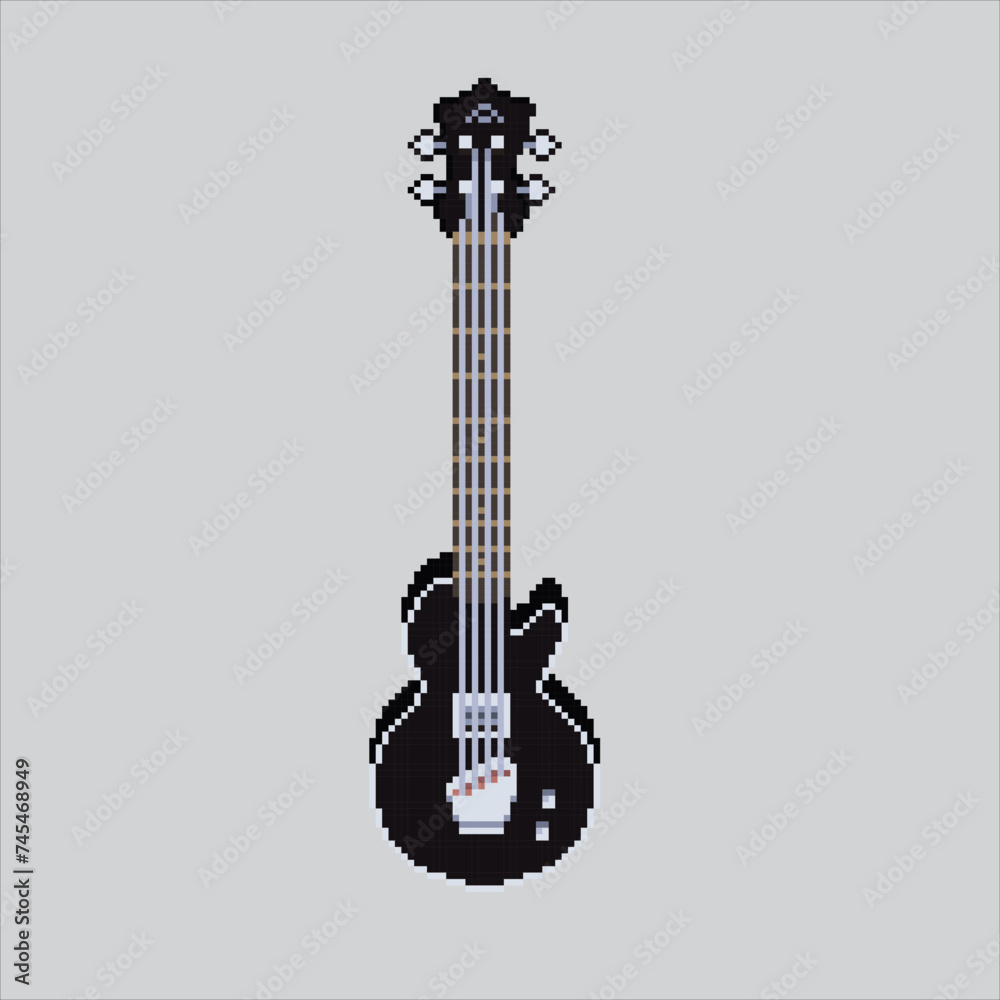 Vecteur Stock Pixel art illustration Bass Guitar. Pixelated Bass Guitar ...
