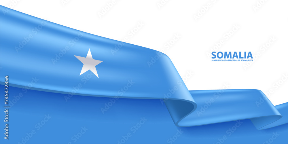 Somalia 3D ribbon flag. Bent waving 3D flag in colors of the Somalia ...
