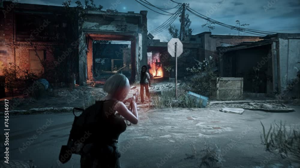 Controlling the female protagonist in a mockup horror zombie simulator. Attacking zombies in the ...