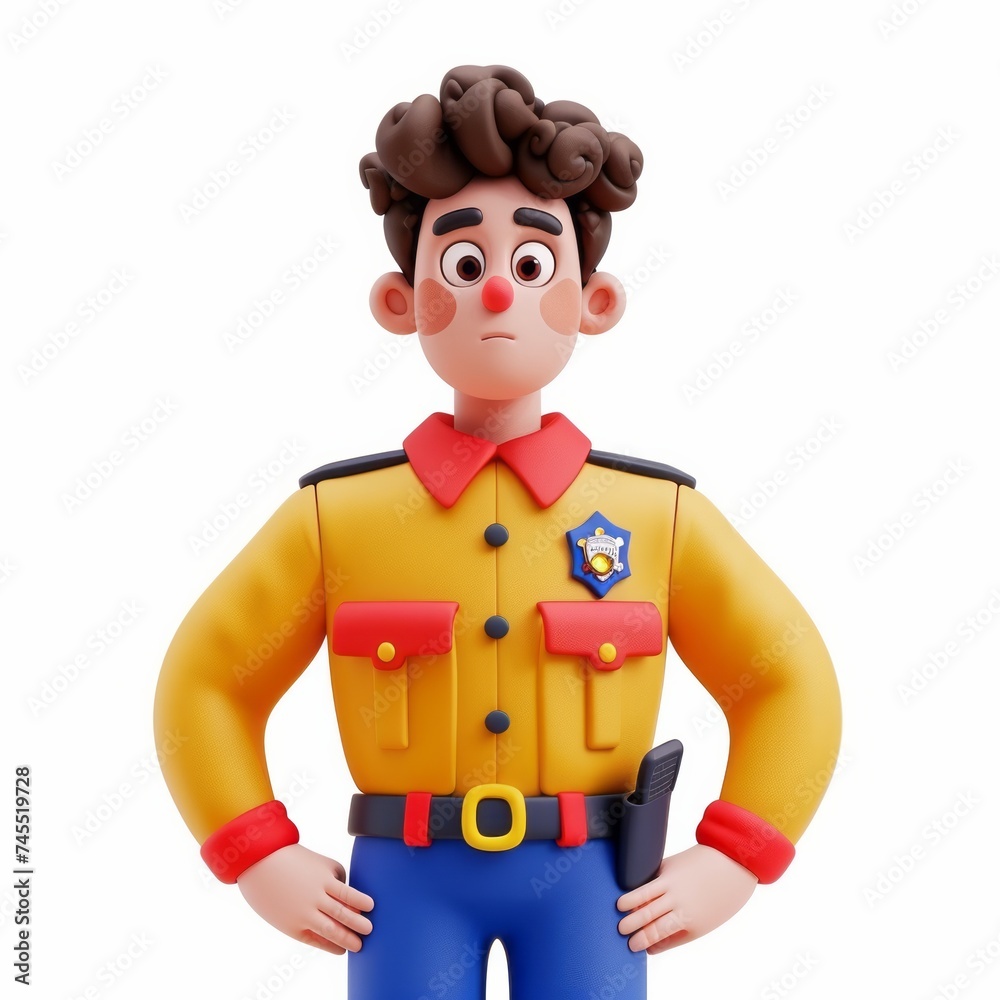 Clay animation character wearing a police officer's uniform and holding ...