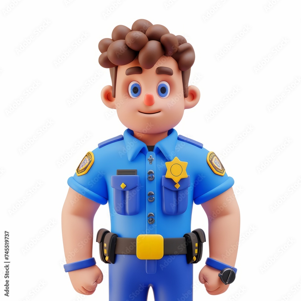 Clay animation character wearing a police officer's uniform and holding ...