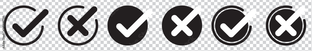check mark icon button set. check box icon with right and wrong buttons ...