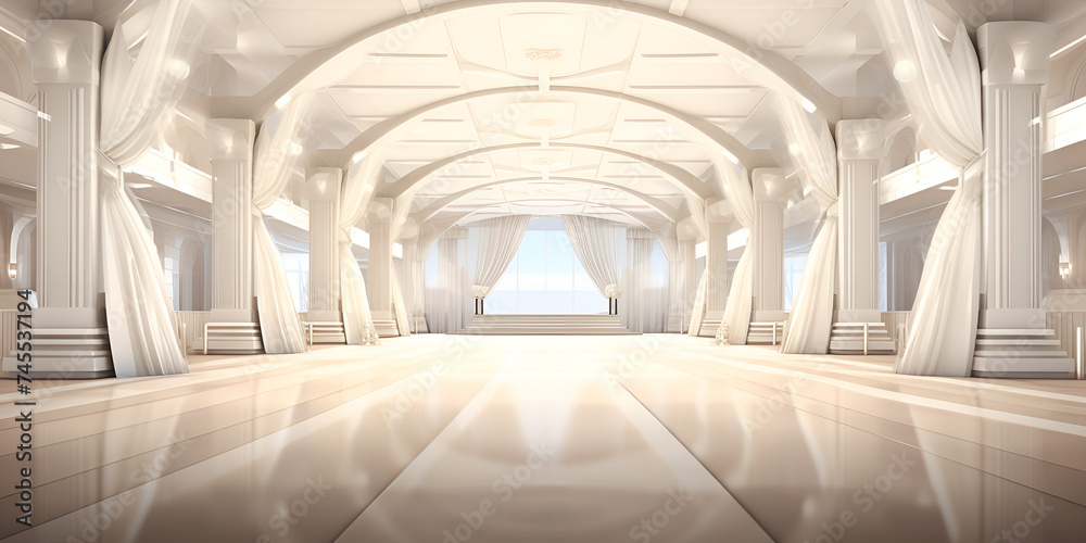 Architectural experience empty room with abstract design wide hall with ...