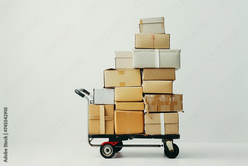 Efficient parcel delivery service Stack of variously sized packages ...