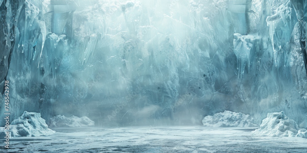 Ice Background with Frame and Elements in the Style of Ice Carvings ...
