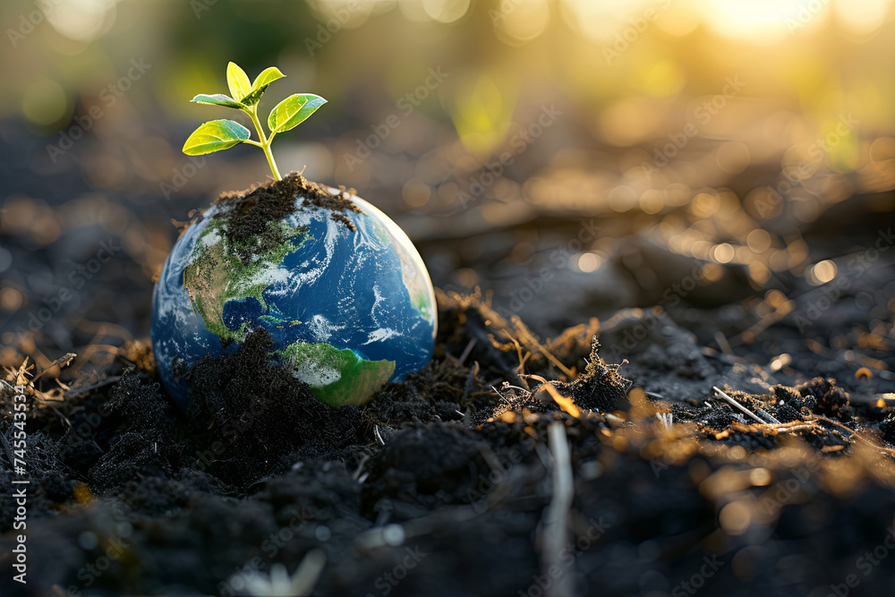 Earth planet dirty and polluted. Environmental protection and waste ...