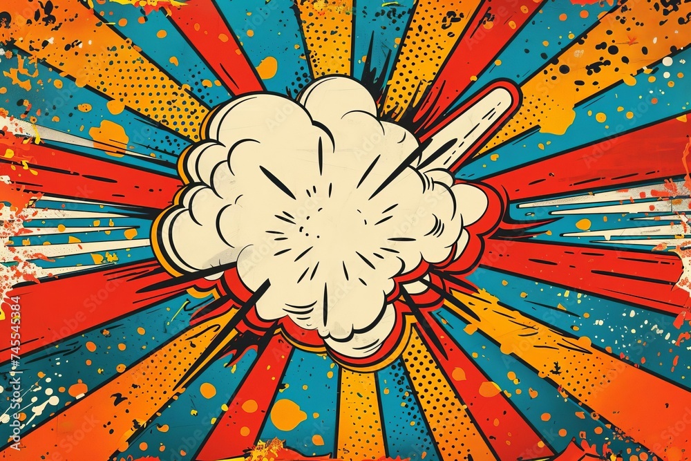 Retro comic book cover design featuring an explosive boom and crash ...