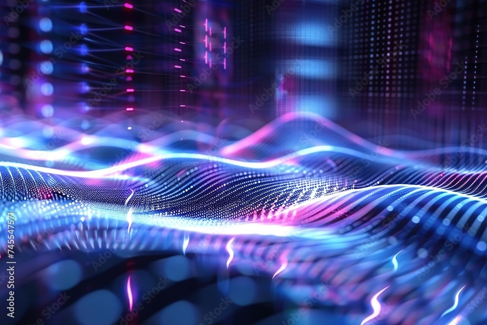 Futuristic blue and black concept reticulum connecting dots and line ...