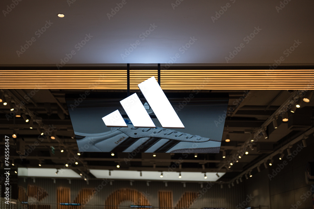 Bangkok Thailand - Feb 2024 : Adidas performance logo with electrical ...