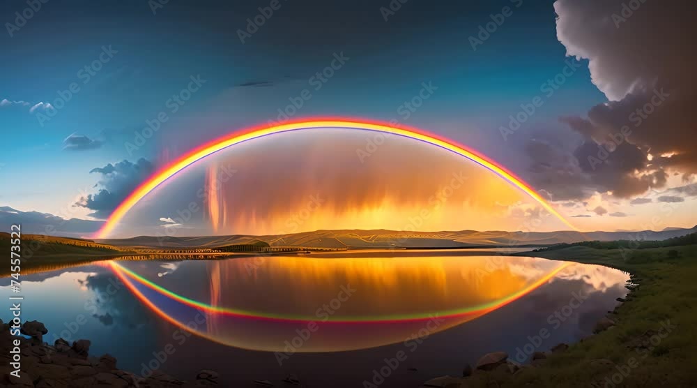 Abstract animation of rainbow. Rain, sun, spectrum, sky, color, arc ...