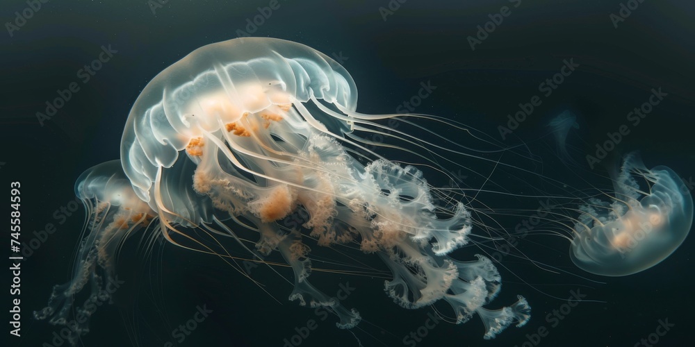 Mysterious marine ballet where creatures like jellyfish and squid emit ...
