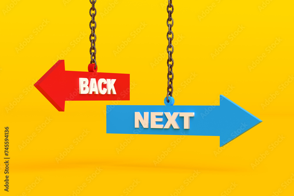 The decision, choice or dilemma between to move forward or going ...