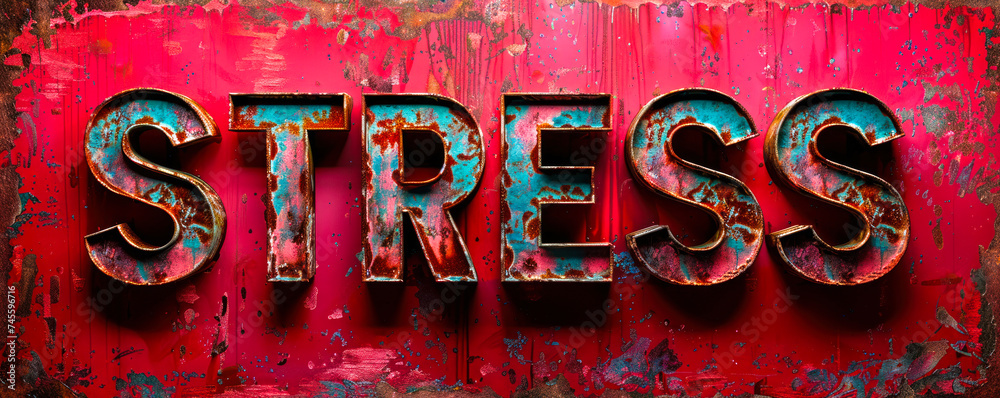 Bold black STRESS text on a vibrant red background, a striking visual ...