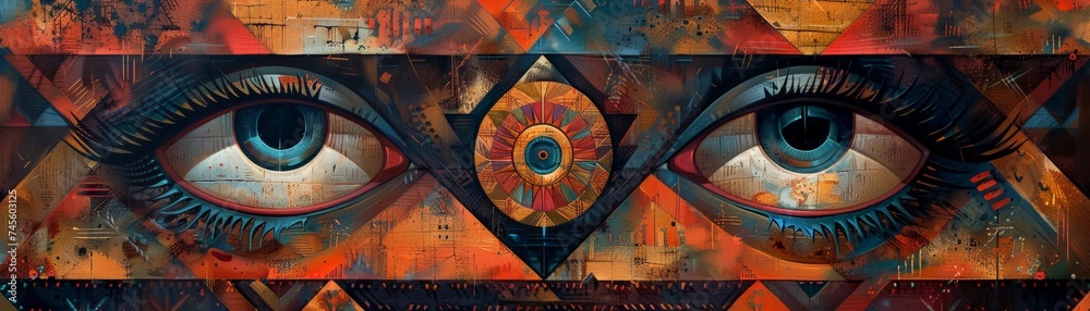 Abstract interpretation of ancient myths geometric shapes forming ...