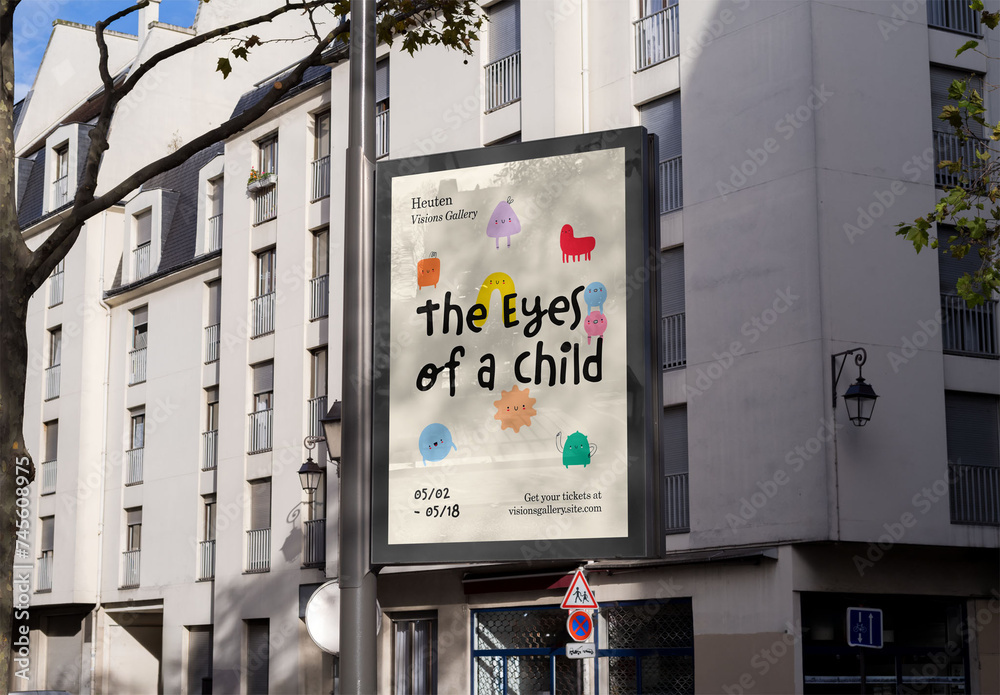 Mockup of vertical customizable poster on lamp post Stock Template ...