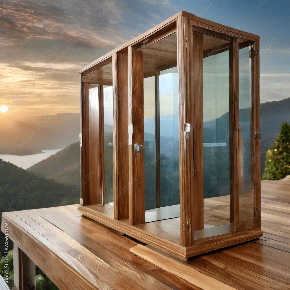 Develop a contemporary wooden almirah design that combines natural wood ...