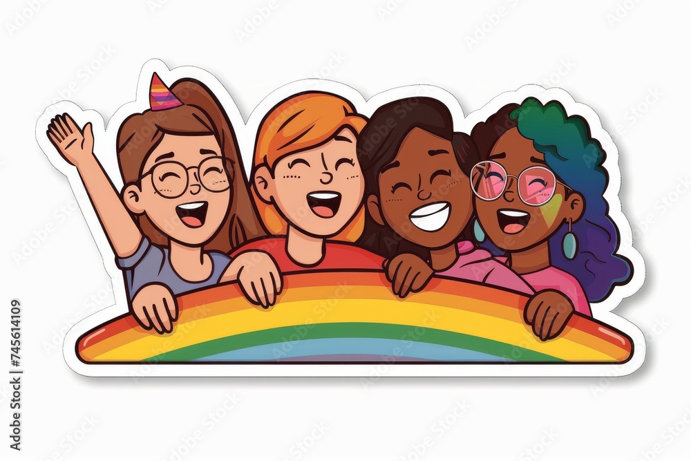 LGBTQ Sticker genderqueer love design. Rainbow love exploration motive ...