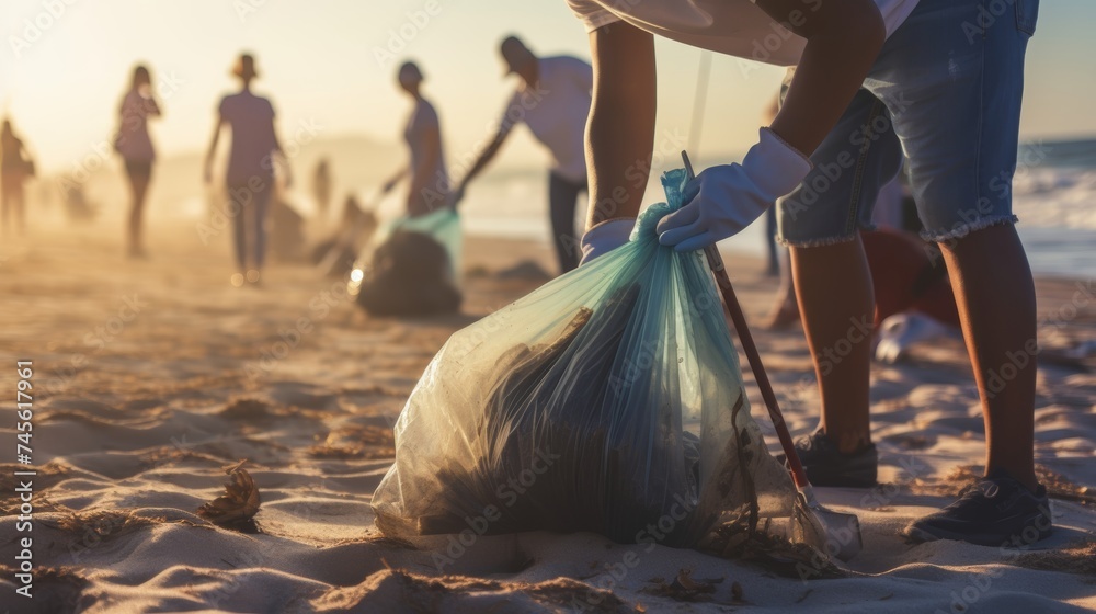 Save water. Volunteer pick up trash garbage at the beach and plastic ...