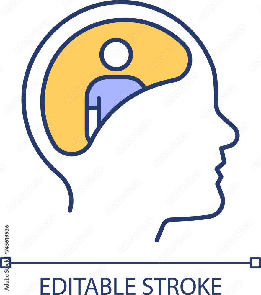 Head visual thinking RGB color icon. Mental cognitive function ... Head visual thinking RGB color icon. Mental cognitive function ...