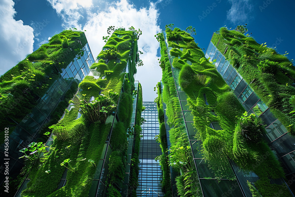 Smart algae farms on urban buildings producing oxygen and biofuel while ...