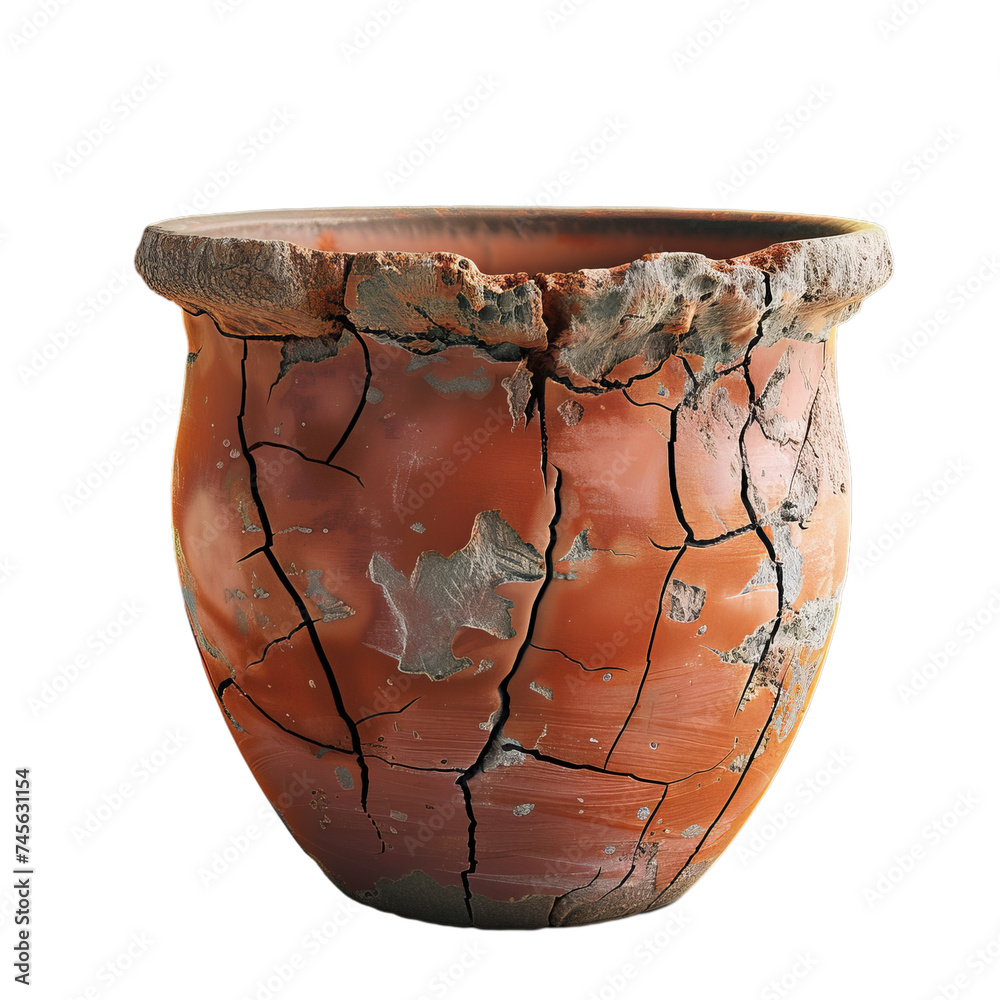 cracked clay pot isolated on transparent background, png Stock Photo ...
