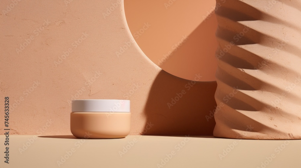 Minimalistic Beige background for product presentation. Shadows from ...