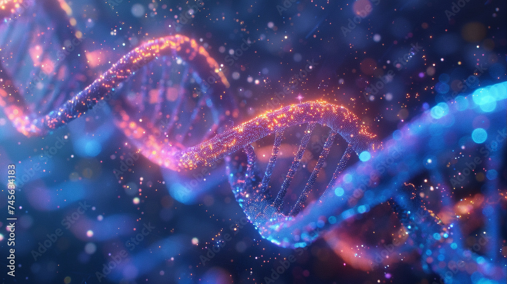 Develop a 3D animated scene showcasing the potential of genetic ...