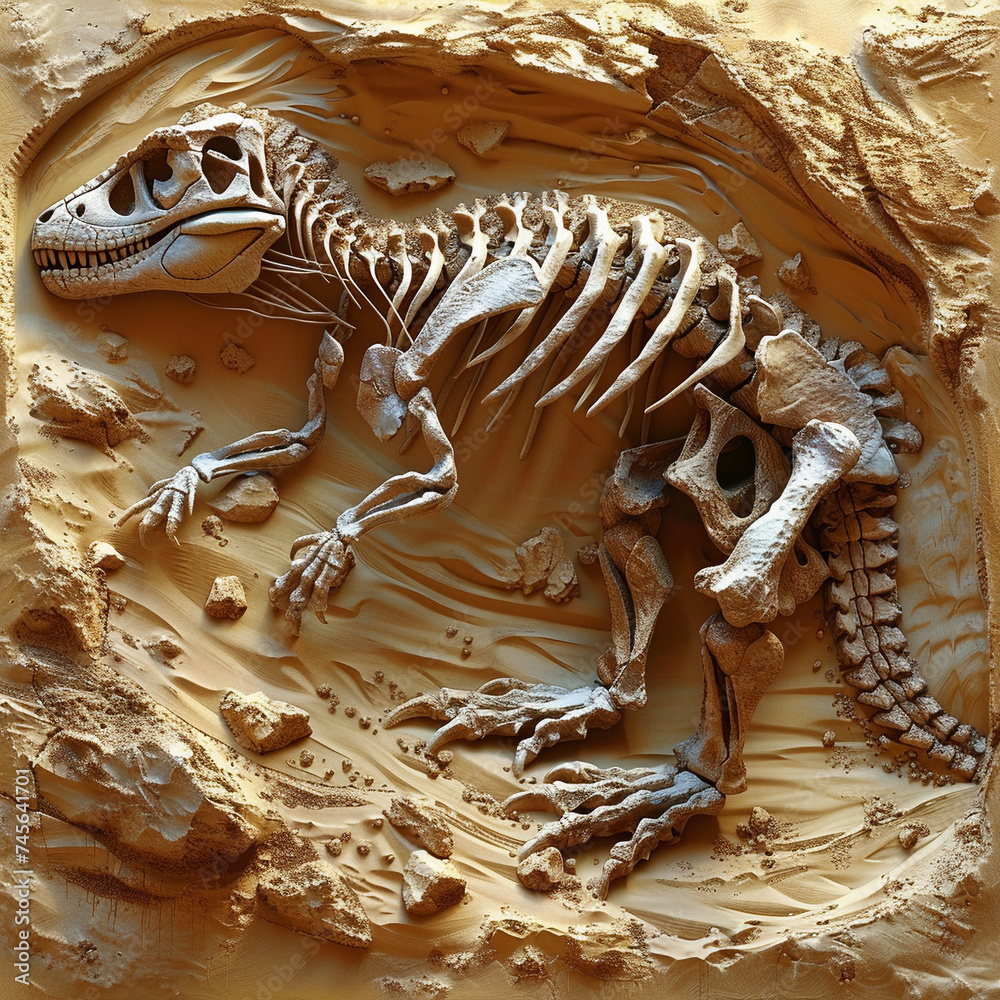 Sand depictions of dinosaur fossils in situ offering a detailed look at ...
