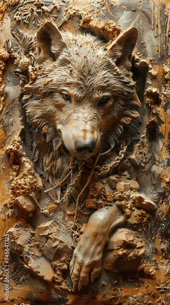 Sand depictions of Fenrirs chains the great wolf bound by the ...