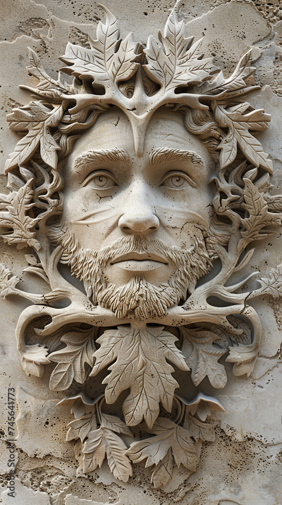 Sand depictions of the Green Man a symbol of rebirth and the cycle of ...