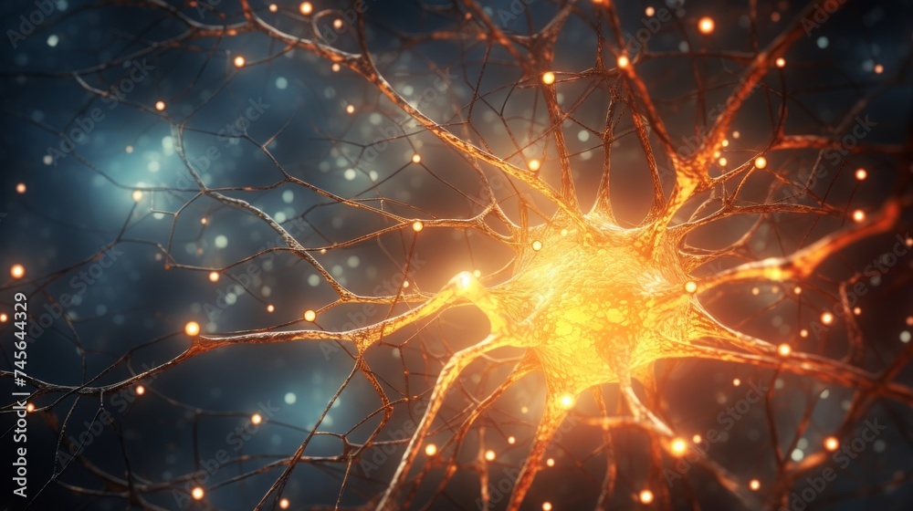 Generative AI Visual representation of the neuron structure ...