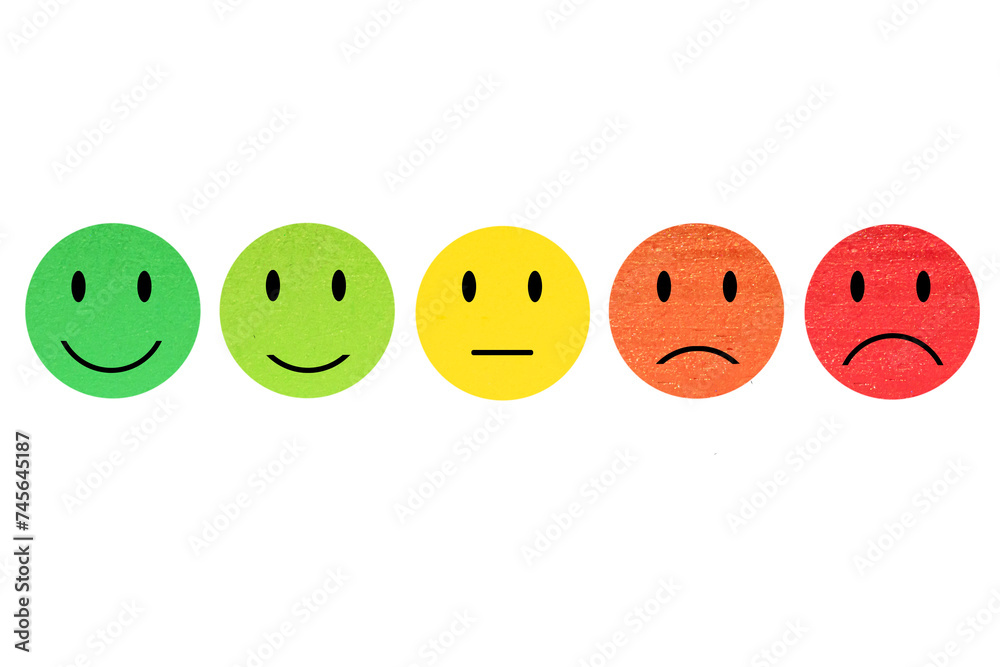 Emotion feedback scale. Includes such emoticon as angry, sad, neutral ...