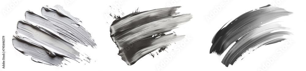 Set of grey paint brush strokes isolated in transparent background ...