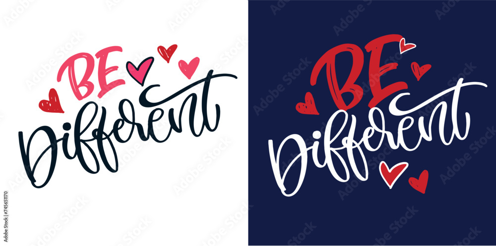 Set with hand drawn lettering quotes in modern calligraphy style ...