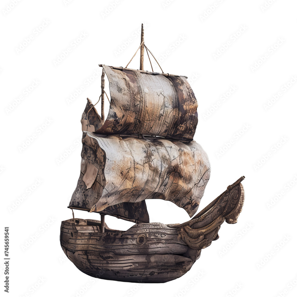 wooden ship with tattered sails isolated on transparent background, png ...