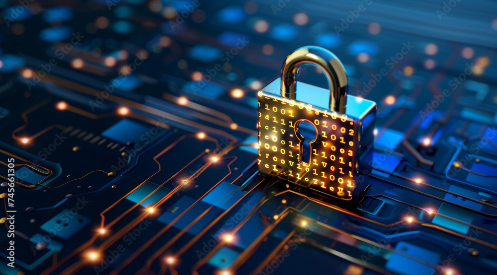 Lock, internet and cybersecurity protection for cloud storage ...