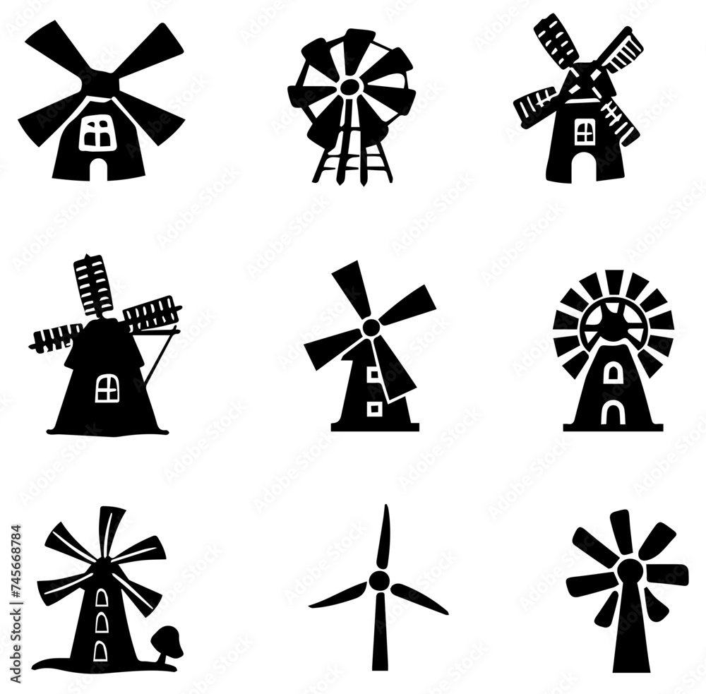 Windmill vector transparent background PNG clipart Stock Vector | Adobe ...